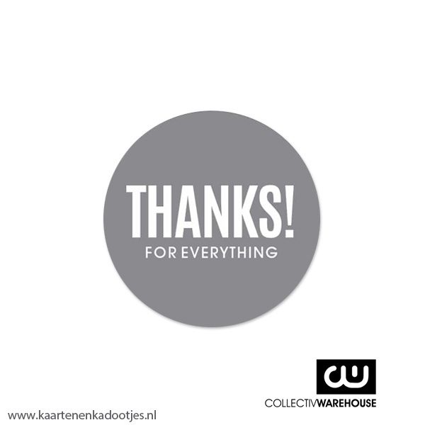6 Stickers rond 40 mm thanks for everything - Kaarten en Kadootjes